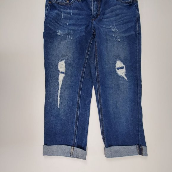 Faded Glory | Jeans | Faded Glory Womens Jeans Sz 4 Capri Distressed Cuffed Med Wash Denim ...